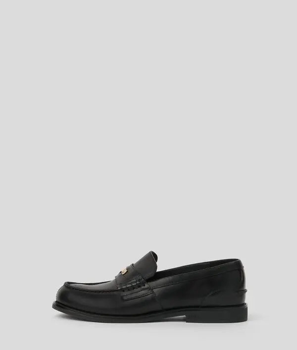 Karl Lagerfeld Leather Penny Loafers - Black