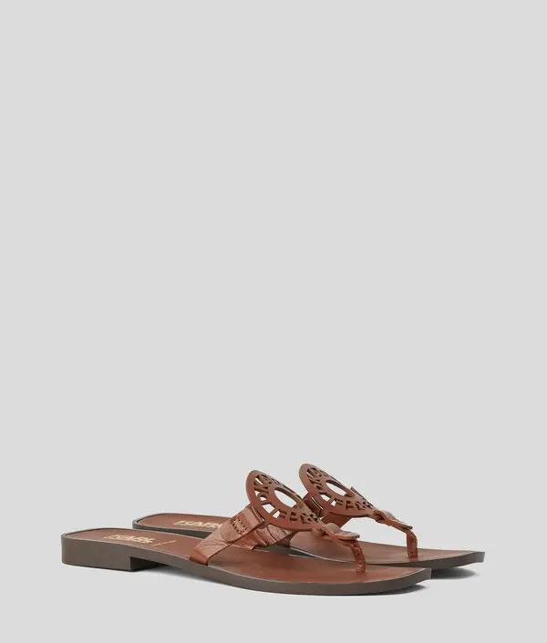 Karl Lagerfeld Logo Ring Sandals - Tan