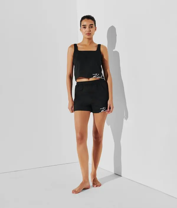 Karl Lagerfeld Cotton Beach Crop Top With Signature Embroidery