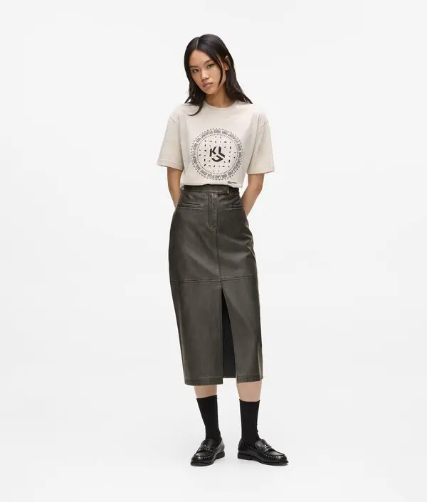 KL JEANS Jeans Midi Faux-leather Skirt