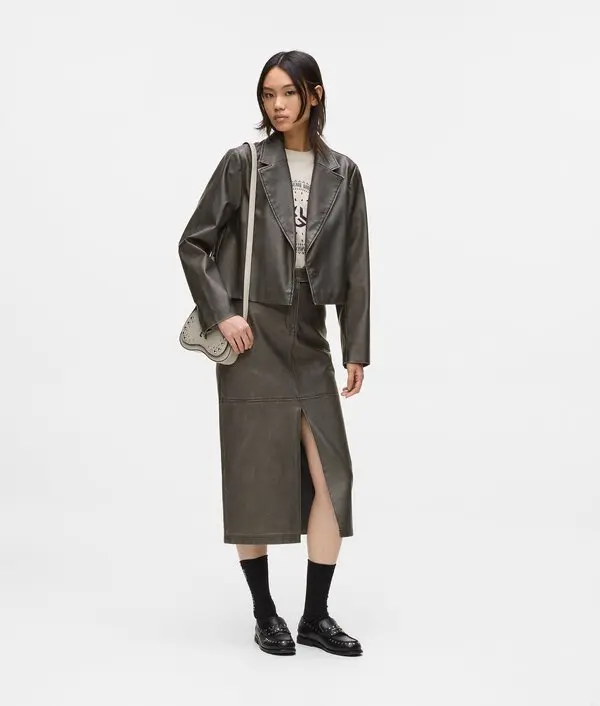 KL JEANS Jeans Midi Faux-leather Skirt