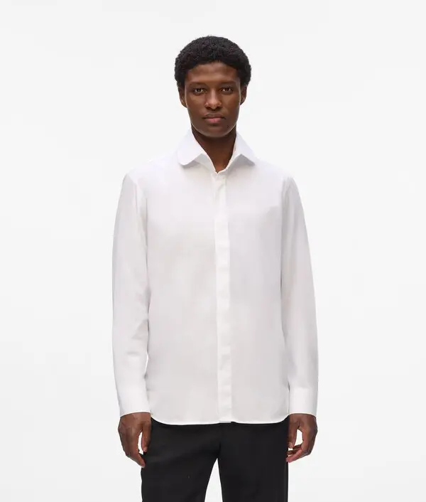 Karl Lagerfeld Rounded Collar Shirt - White