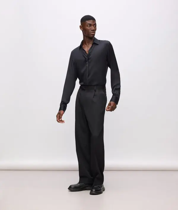 Karl Lagerfeld Wool Barrel-leg Tailored Trousers - Black