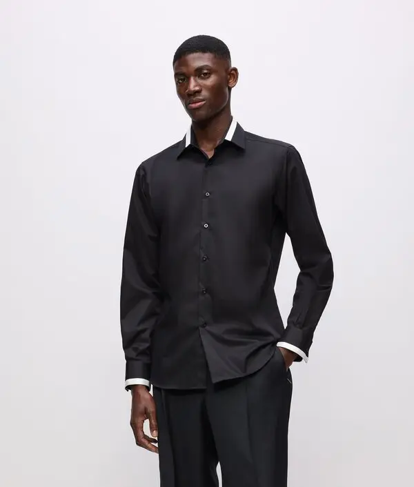 Karl Lagerfeld Kl Studio Contrast Piping Shirt - Black/white