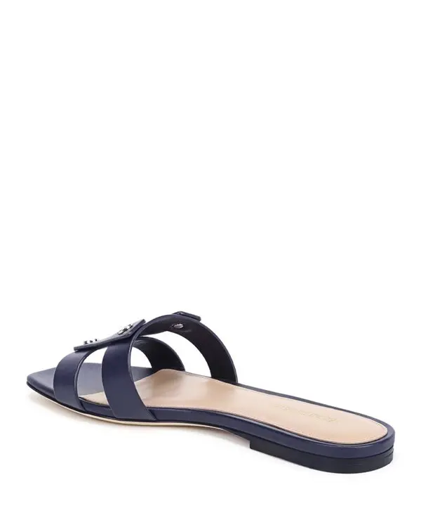 Veronica Beard Via Leather Slide Sandals