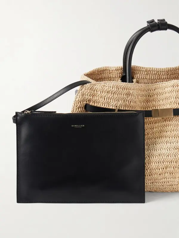 DEMELLIER Raffia Tote With Leather Trim