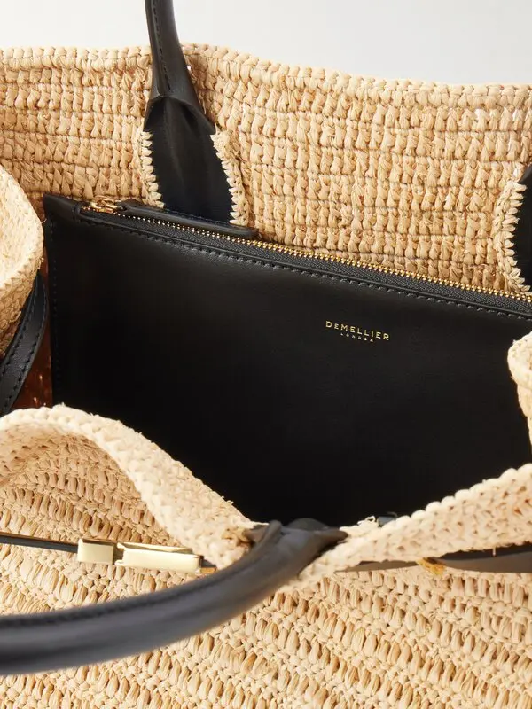 DEMELLIER Raffia Tote With Leather Trim