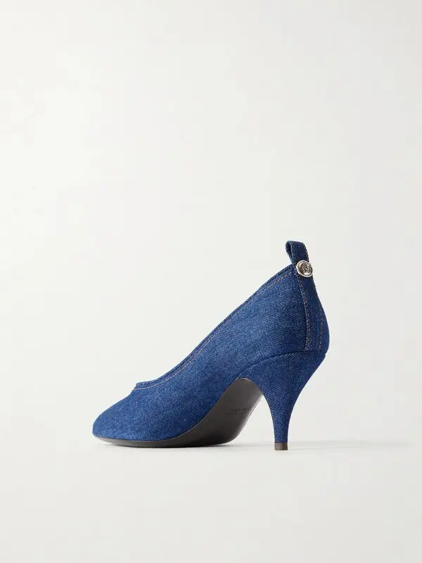 Versace Tina 65 Medusa-embellished Denim Pumps - Blue