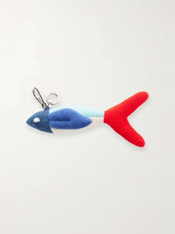 THE ELDER STATESMAN Fish Patchwork Knitted Cashmere Keychain - Multi
