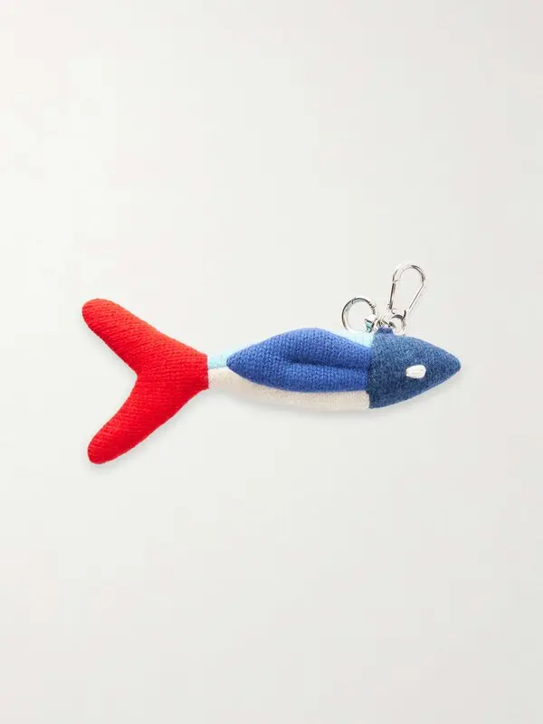 THE ELDER STATESMAN Fish Patchwork Knitted Cashmere Keychain