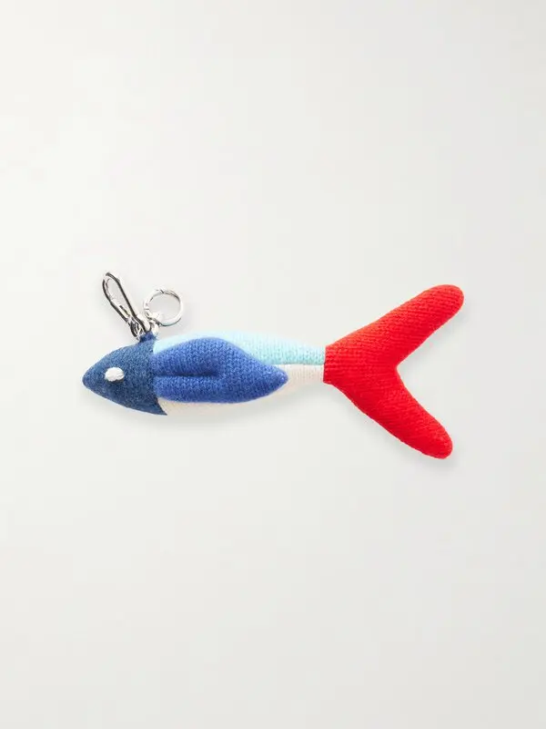 THE ELDER STATESMAN Fish Patchwork Knitted Cashmere Keychain - Multi