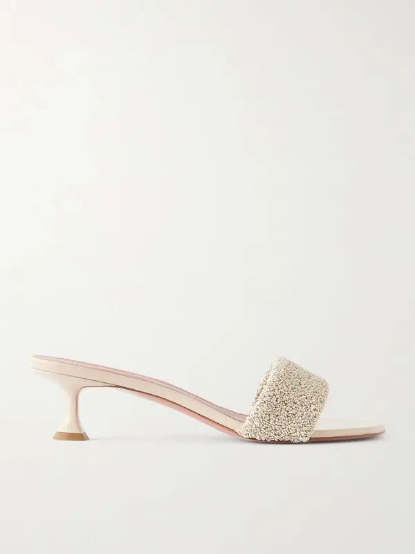 Amina Muaddi Andreea 45 Raffia Mules - Neutral