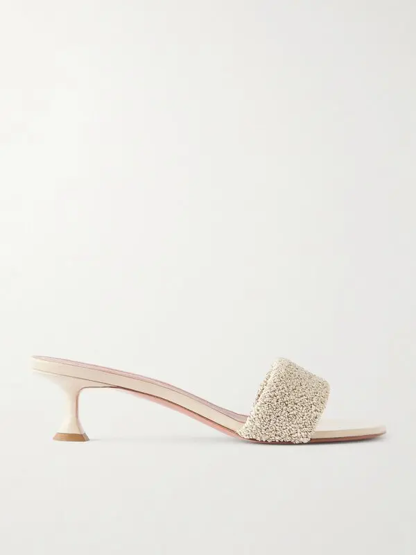 Amina Muaddi Andreea 45 Raffia Mules - Neutrals