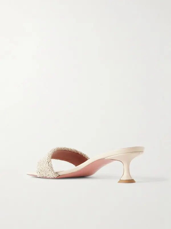 Amina Muaddi Andreea 45 Raffia Mules - Neutrals