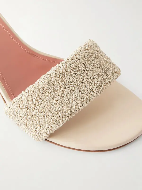 Amina Muaddi Andreea 45 Raffia Mules - Neutrals
