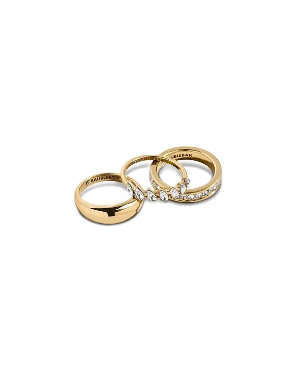 Baublebar Greta Crystal Band Rings, Set Of 3
