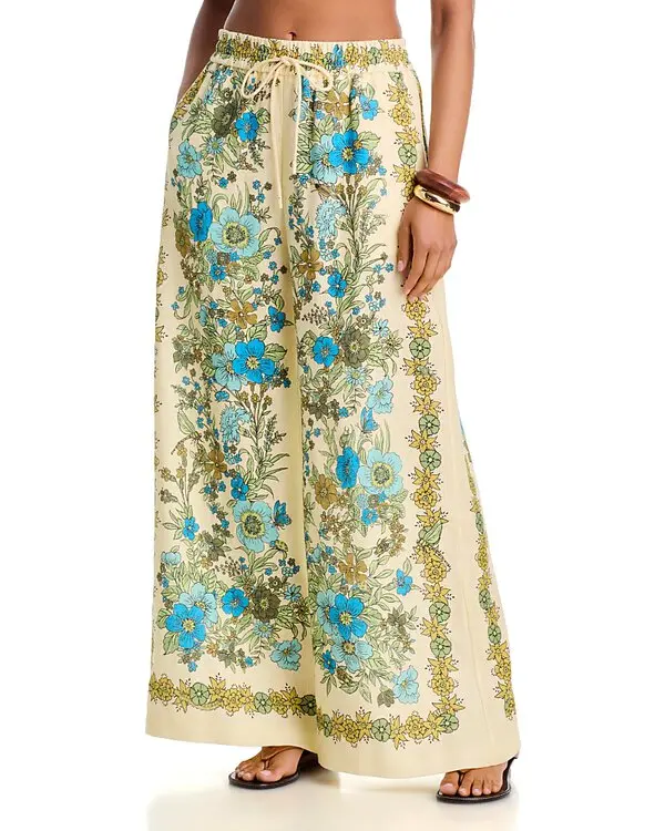 ALEMAIS Sophia Wide Leg Printed Linen Pants