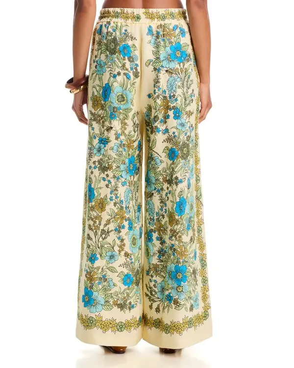 ALEMAIS Sophia Wide Leg Printed Linen Pants