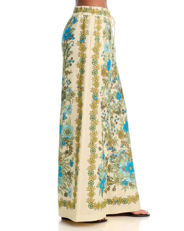 ALEMAIS Sophia Wide Leg Printed Linen Pants