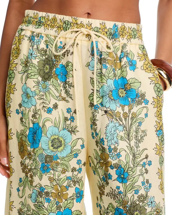 ALEMAIS Sophia Wide Leg Printed Linen Pants
