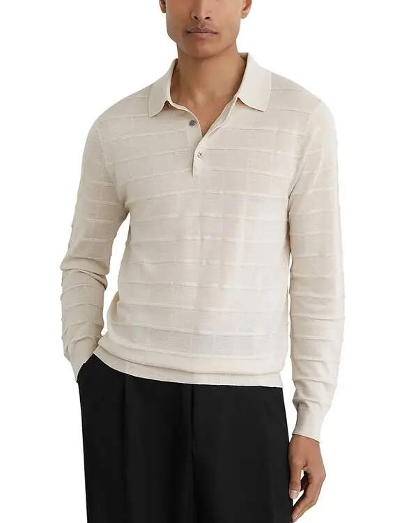 REISS Pallas Checked Long Sleeve Sweater Polo