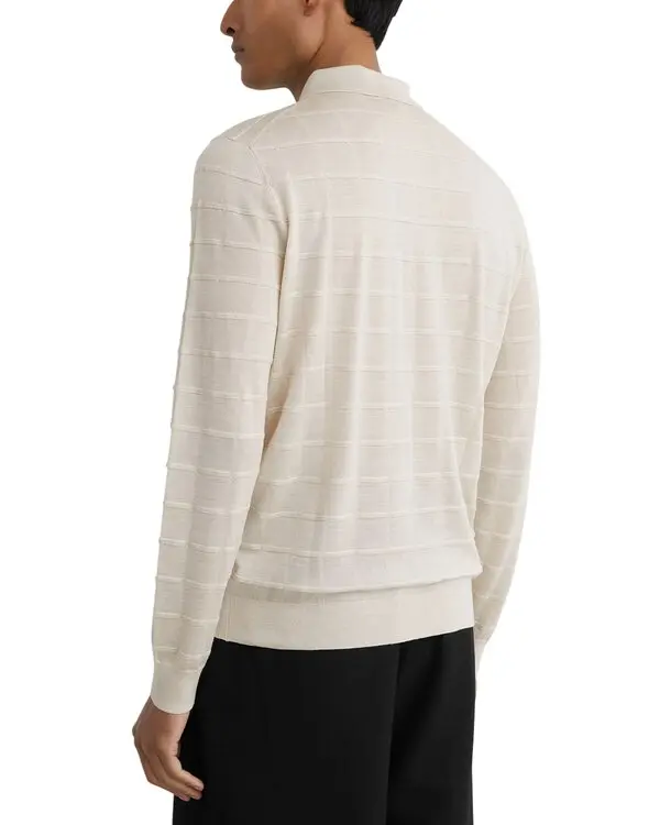 REISS Pallas Checked Long Sleeve Sweater Polo
