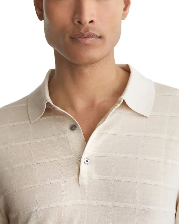 REISS Pallas Checked Long Sleeve Sweater Polo
