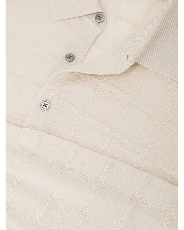 REISS Pallas Checked Long Sleeve Sweater Polo