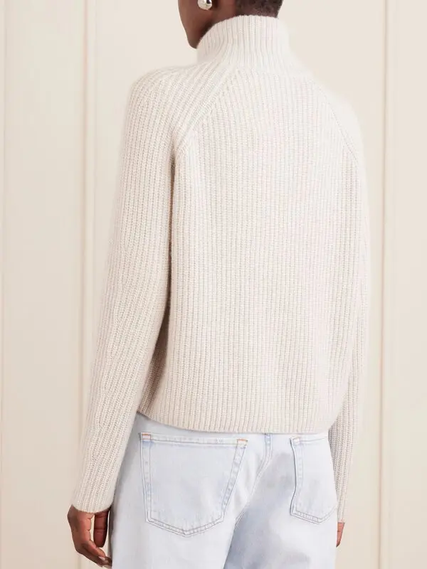 LISA YANG Sadie Ribbed Cashmere Cardigan - Neutrals