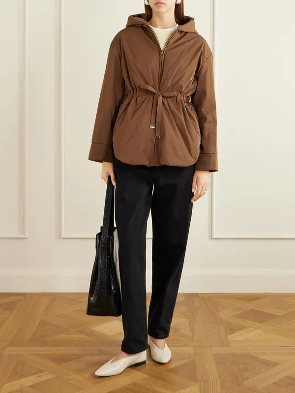 Max Mara Hooded Belted Shell Jacket