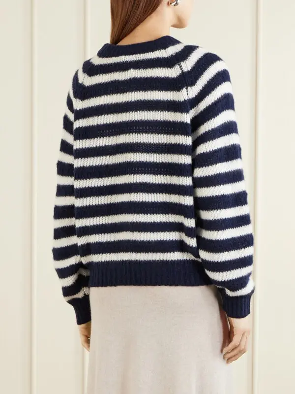 LISA YANG Reni Striped Cashmere And Silk-blend Sweater