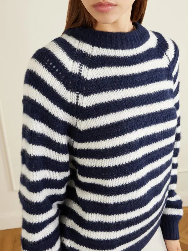 LISA YANG Reni Striped Cashmere And Silk-blend Sweater