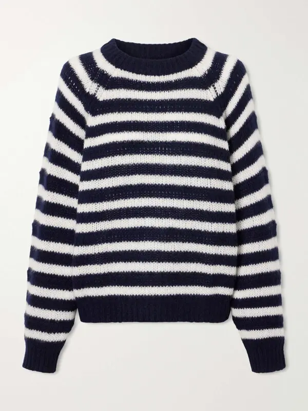 LISA YANG Reni Striped Cashmere And Silk-blend Sweater
