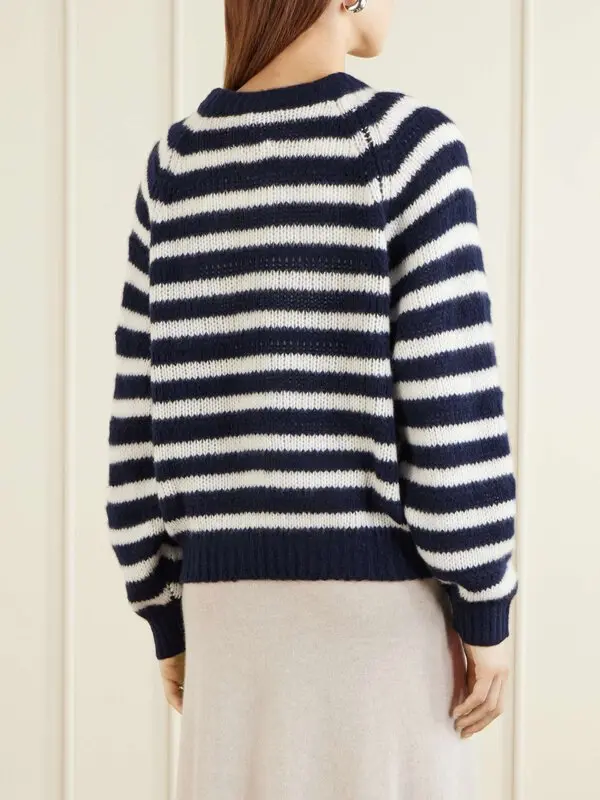LISA YANG Reni Striped Cashmere And Silk-blend Sweater