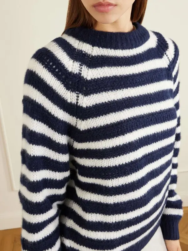 LISA YANG Reni Striped Cashmere And Silk-blend Sweater
