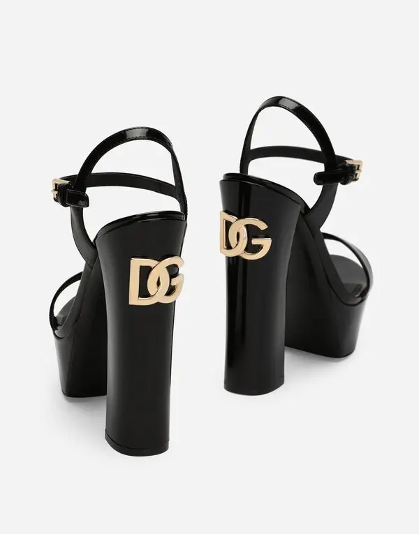 Dolce & Gabbana Polished Calfskin Platform Sandals