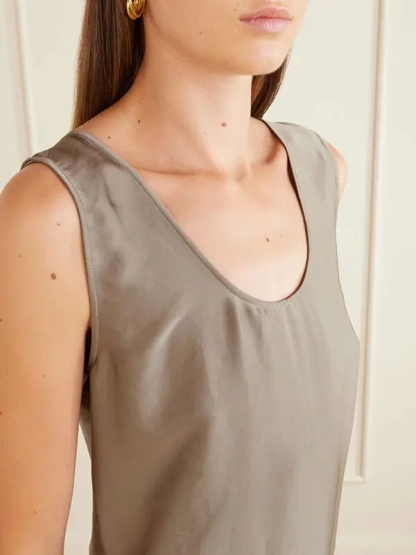 FFORME Signy Gathered Frayed Satin Midi Dress