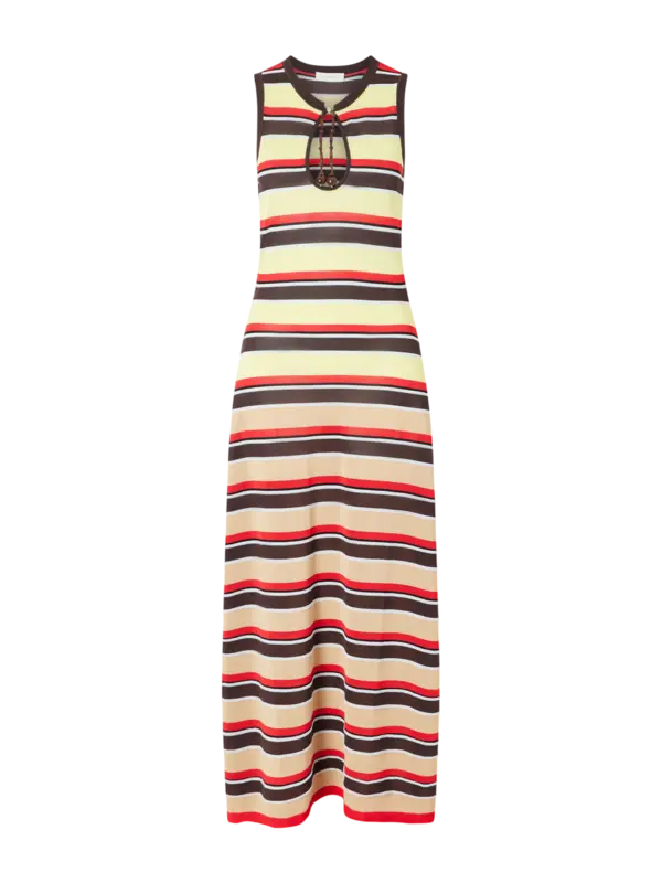 Rabanne Striped Knit Maxi Dress With Bead Embellishment - Multi