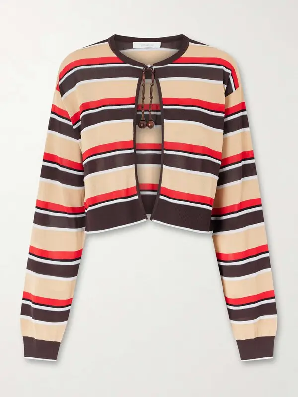 Rabanne Bead-embellished Striped Knitted Cardigan - Multi