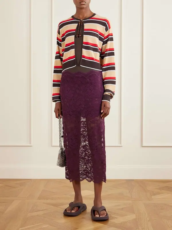Rabanne Bead-embellished Striped Knitted Cardigan