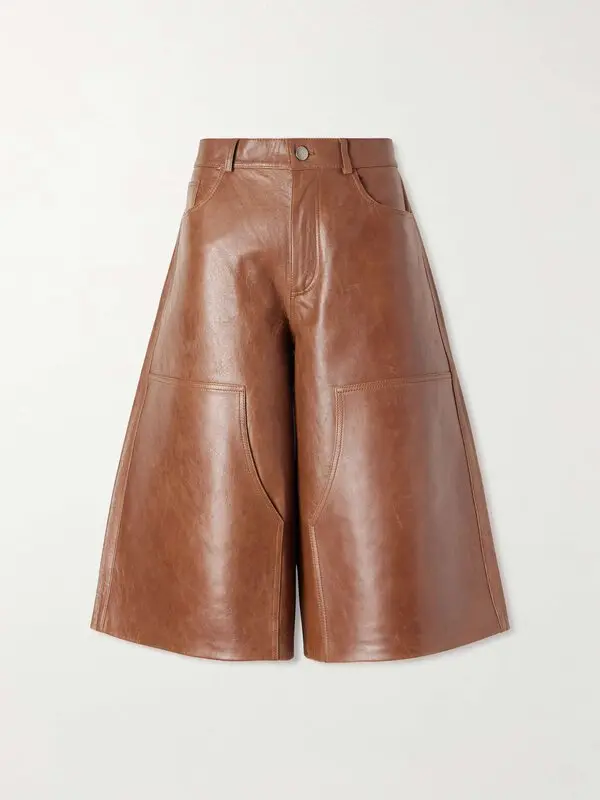 HAIKURE Legacy Leather Wide-leg Shorts - Brown