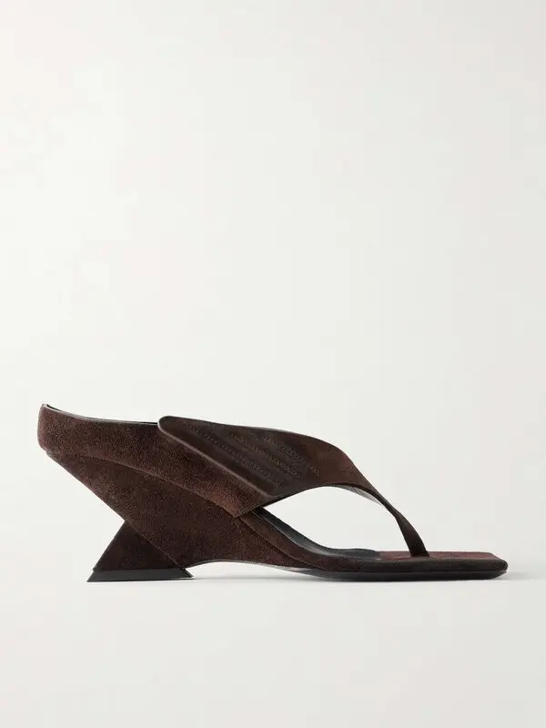 Attico Cheope 65 Suede Wedge Thong Sandals