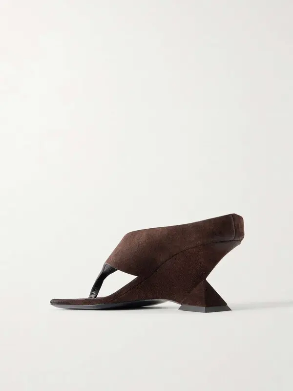 Attico Cheope 65 Suede Wedge Thong Sandals