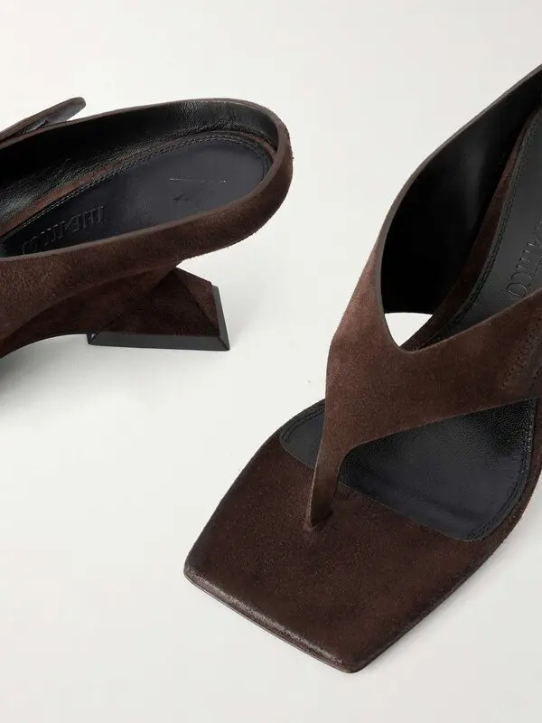 Attico Cheope 65 Suede Wedge Thong Sandals