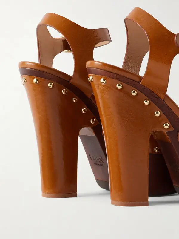Chloé Meret Leather Platform Sandals - Brown