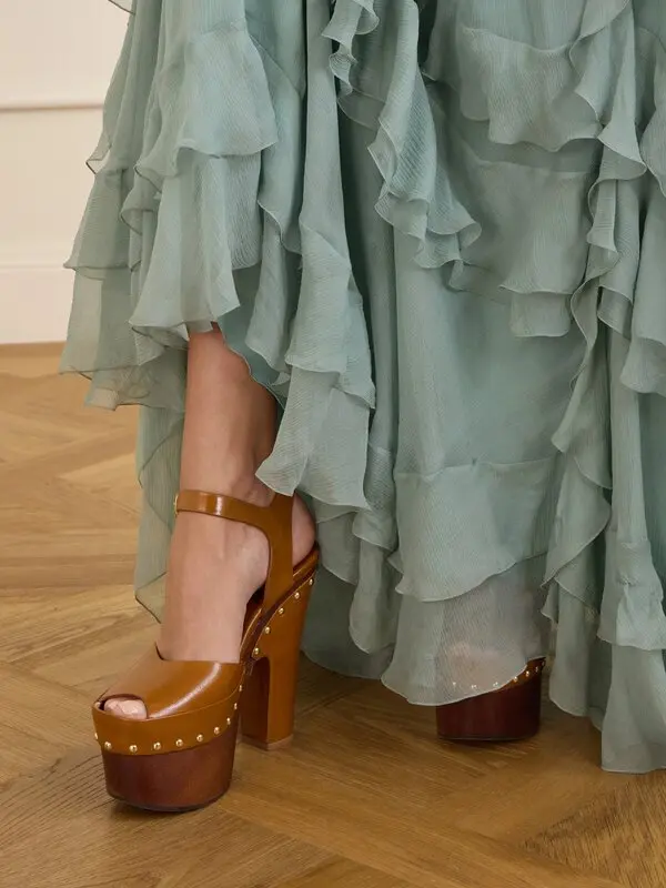 Chloé Meret Leather Platform Sandals - Brown