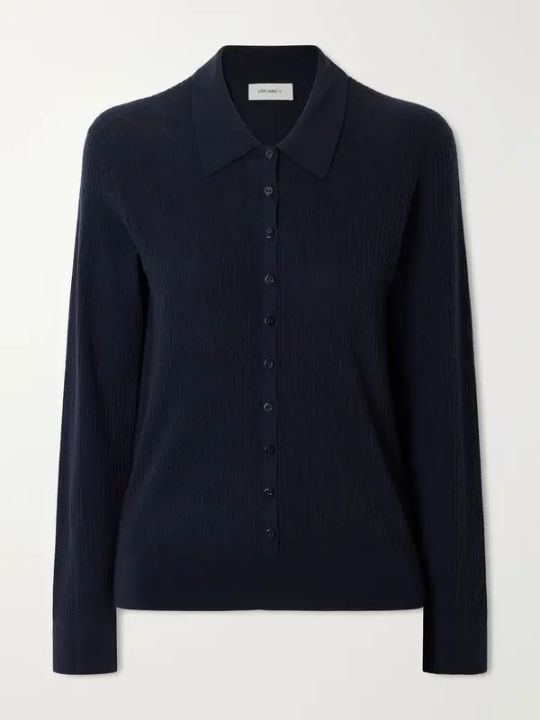 LISA YANG Agata Ribbed Cashmere Cardigan - Blue