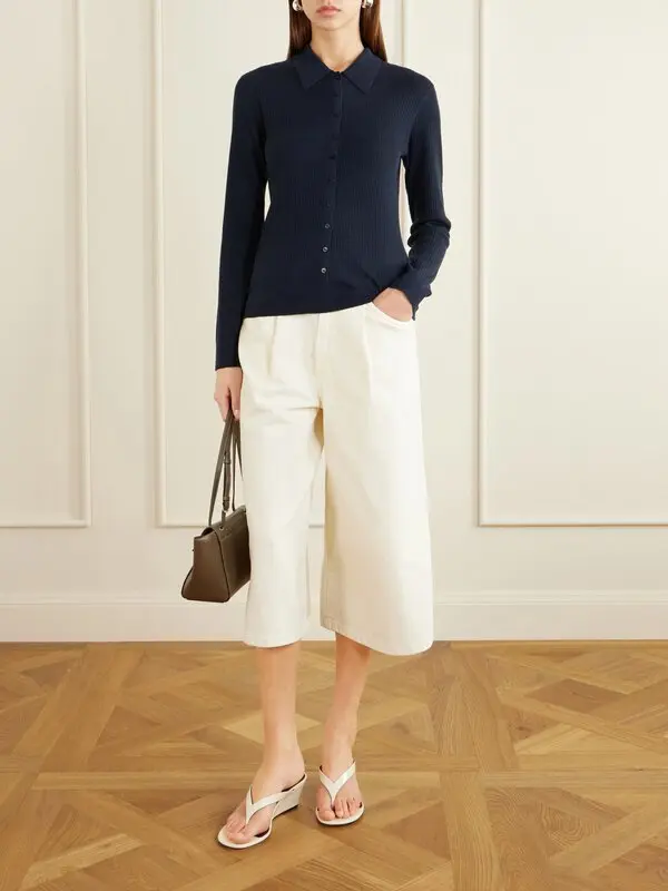 LISA YANG Agata Ribbed Cashmere Cardigan - Blue