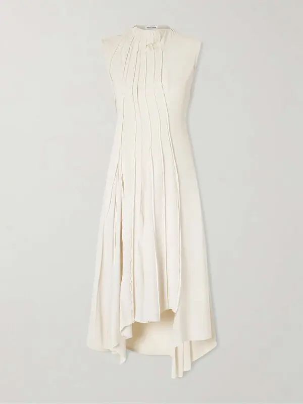 Victoria Beckham Pleated Cady Midi Dress