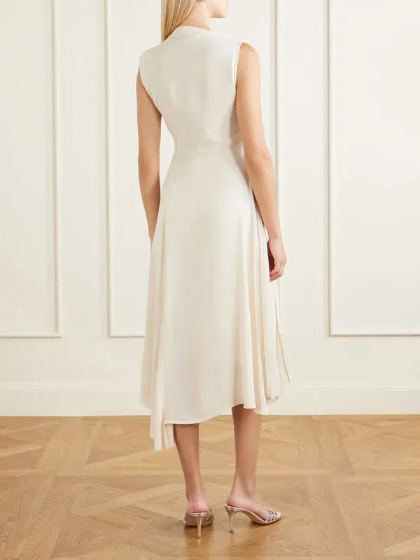 Victoria Beckham Pleated Cady Midi Dress